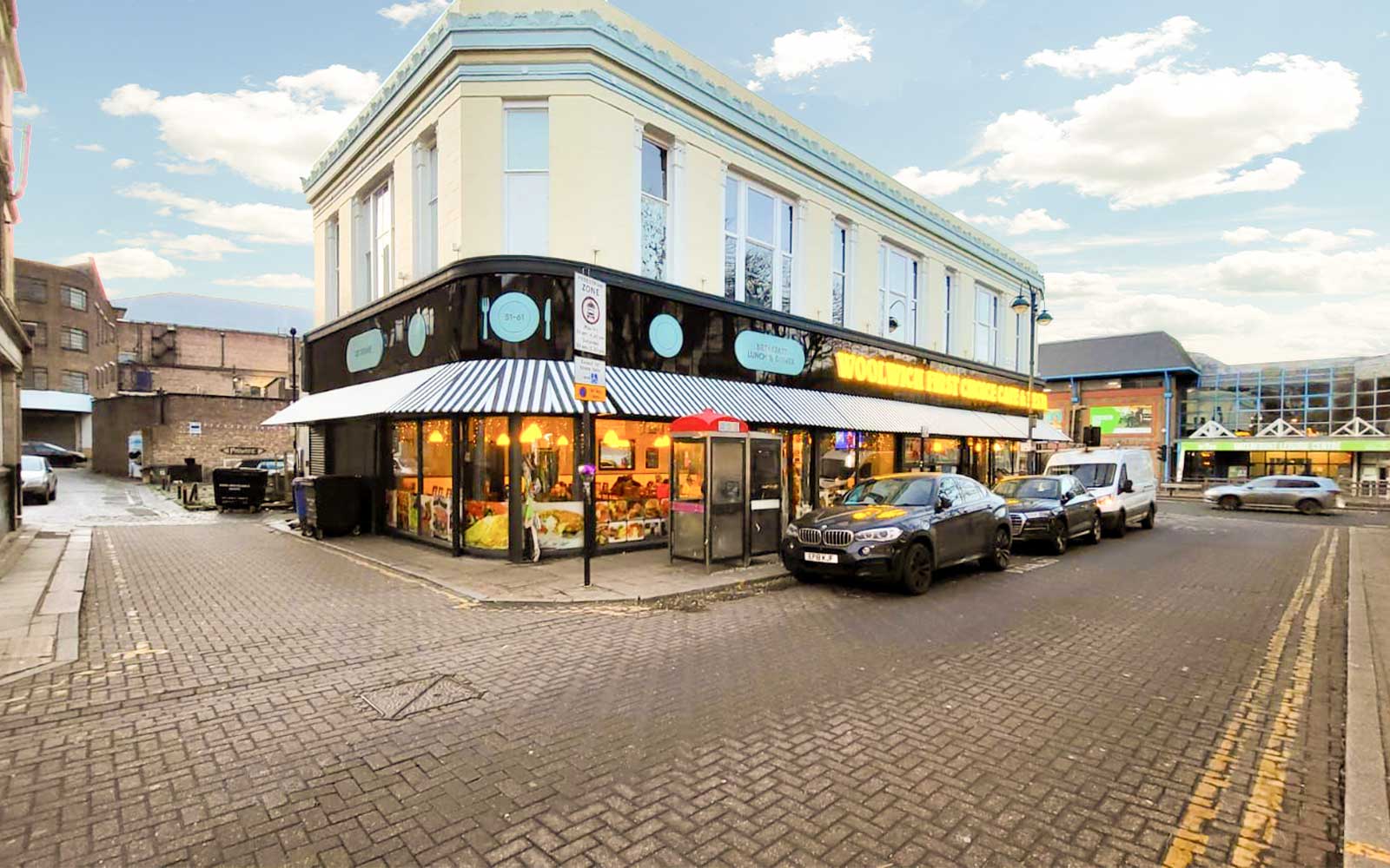 45 metres of Bespoke Panel Canopies for First Choice Café in Woolwich